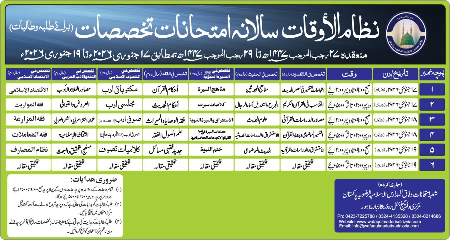 Wafaq ul Madaris al Islamia al Rizvia Pakistan Result 2026 Online Check ...